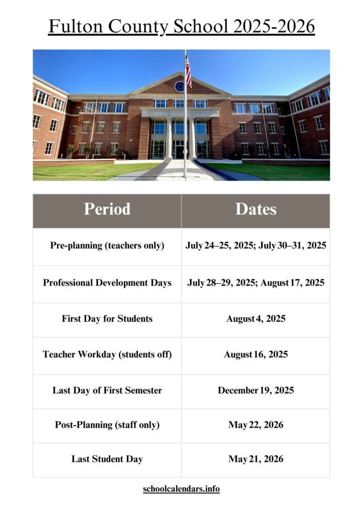 Fulton County School Calendar Dates 2025