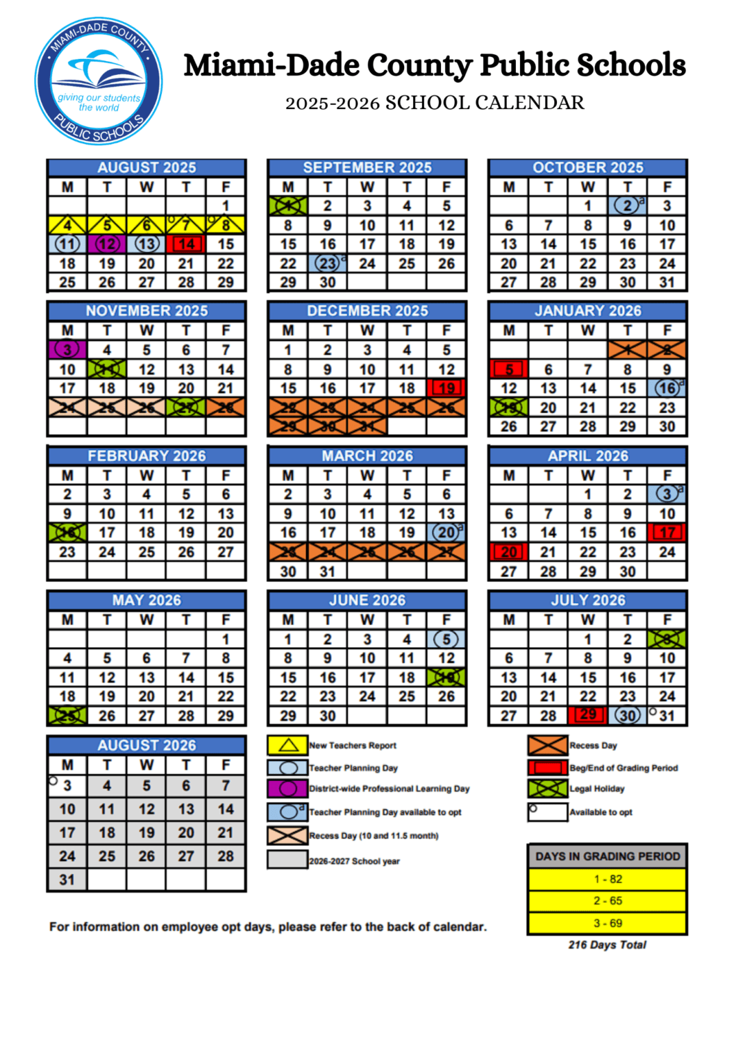 Miami Dade School Calendar 2025-2026 [Holidays]